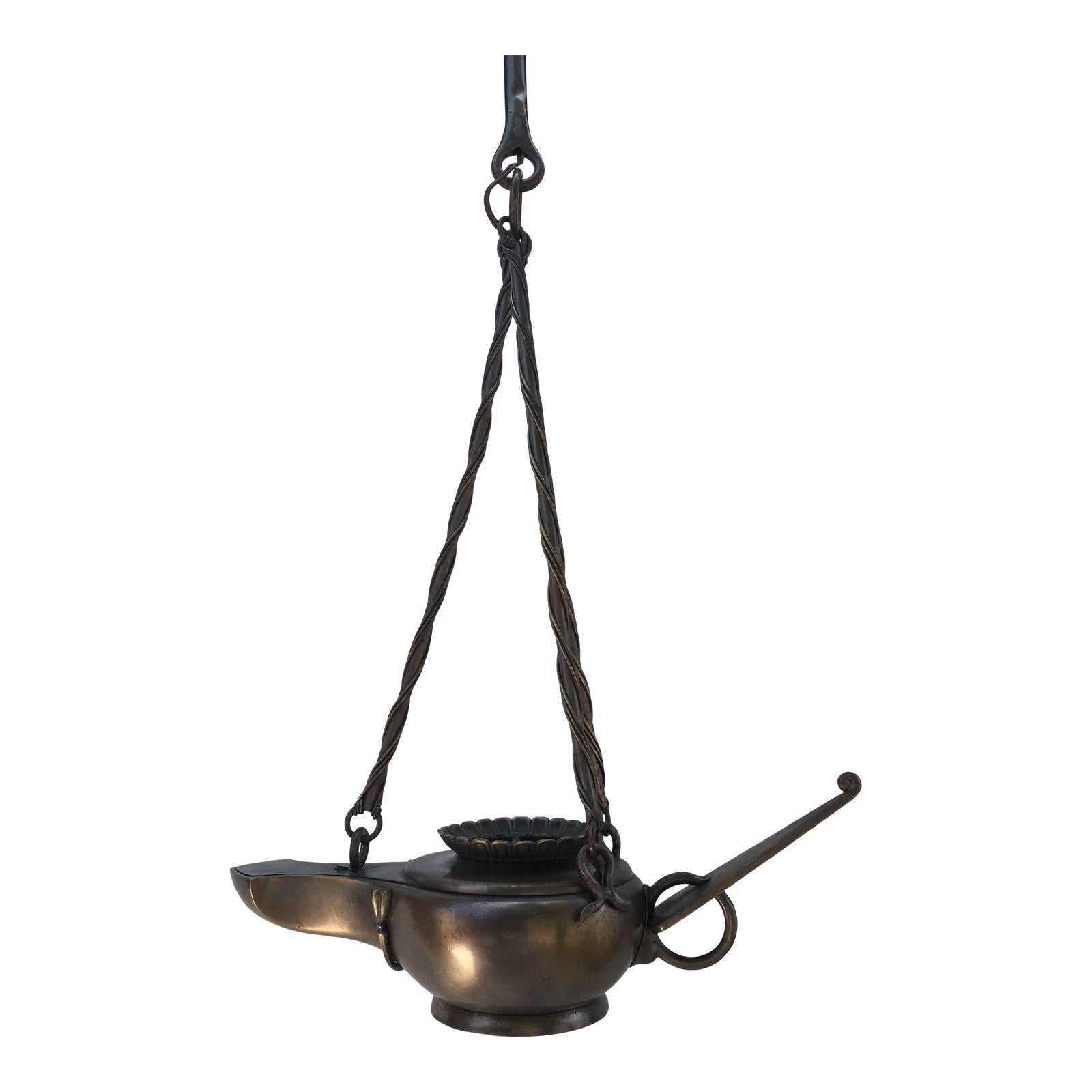 1920's Bronze "Genie" Pendant Light | Chairish