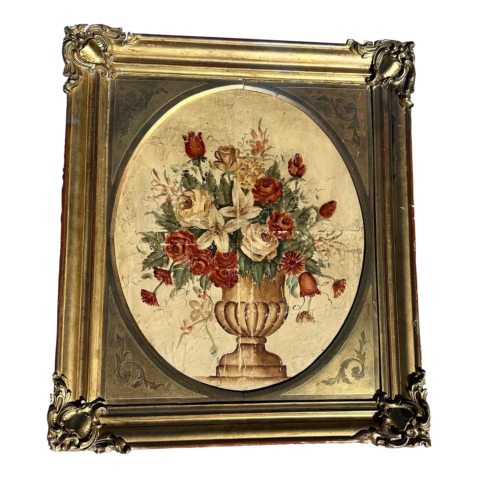 Late 19th Century Bouquet of Flowers Painting, Framed | Chairish