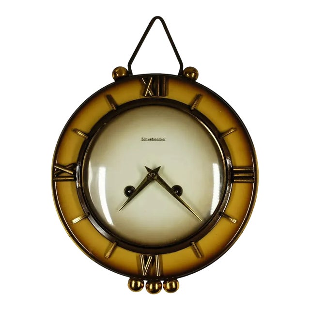 1965 Vintage Round Wall Clock by Franz Hermle & Sons | Chairish