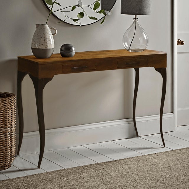 Melange Wooden Console Table With Cabriole Legs | Chairish