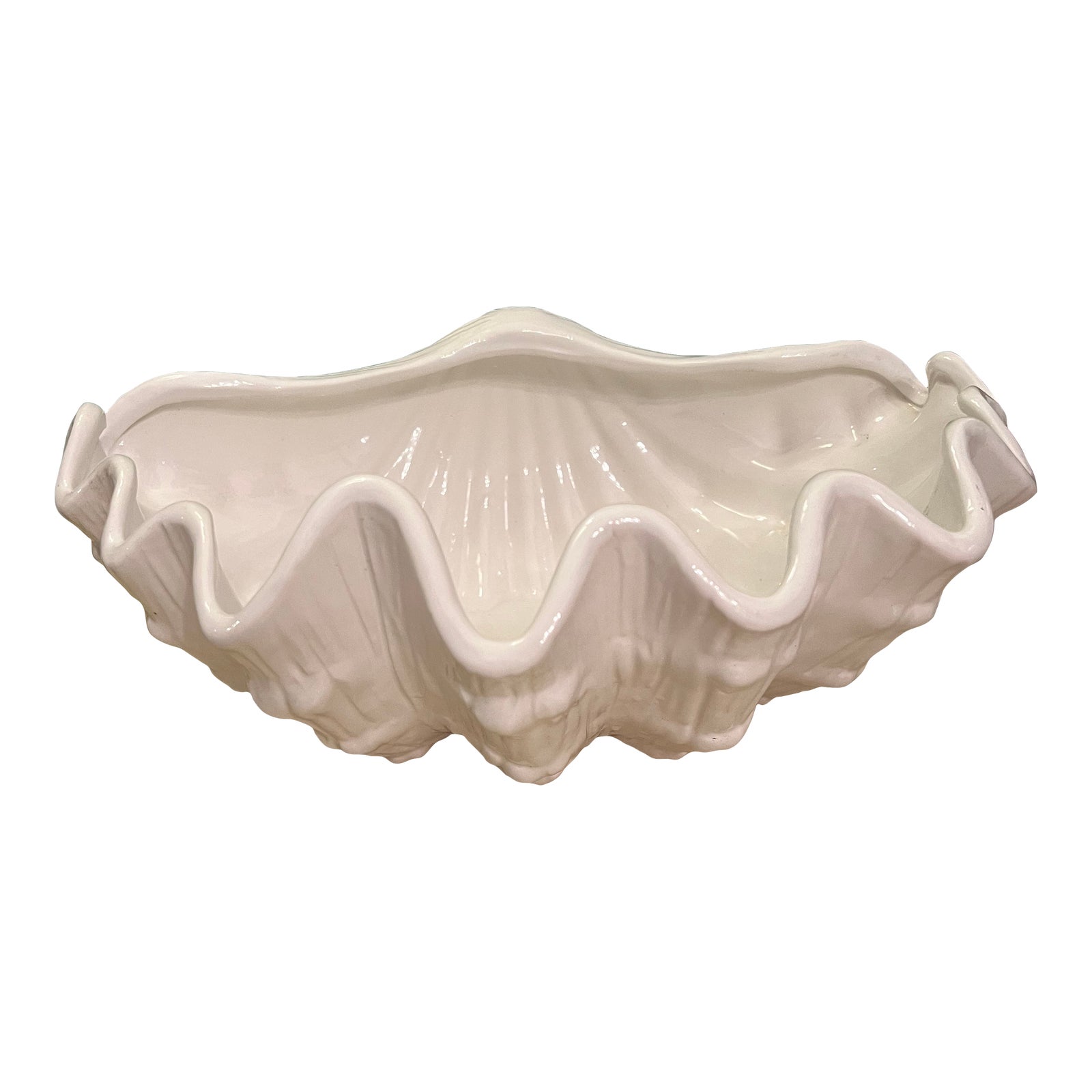 Vintage Williams Sonoma White Ceramic Seashell Serving Bowl | Chairish