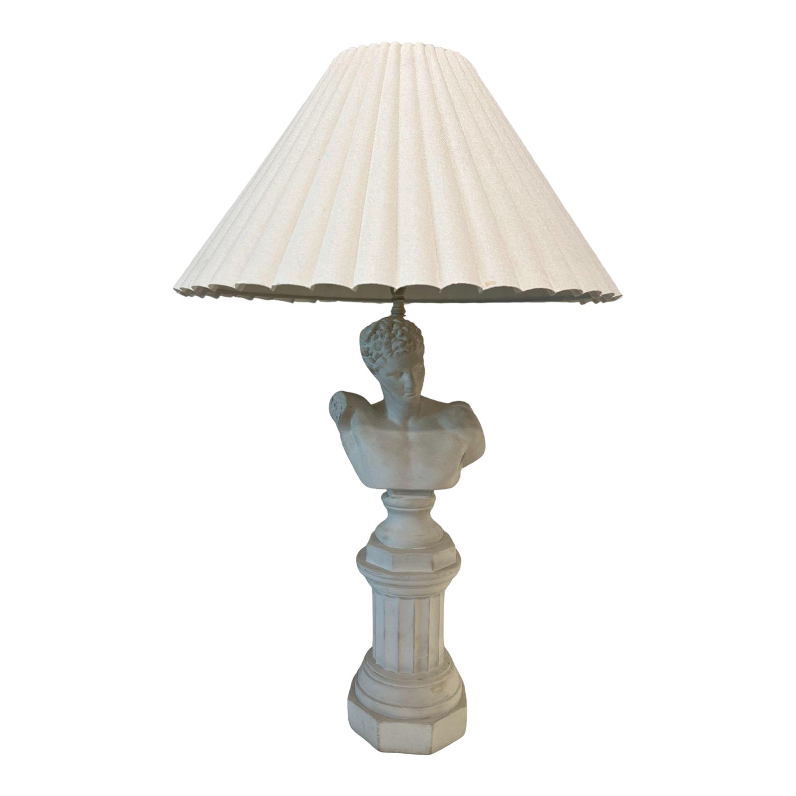 Vintage Plaster Bust Table Lamp With Shade | Chairish