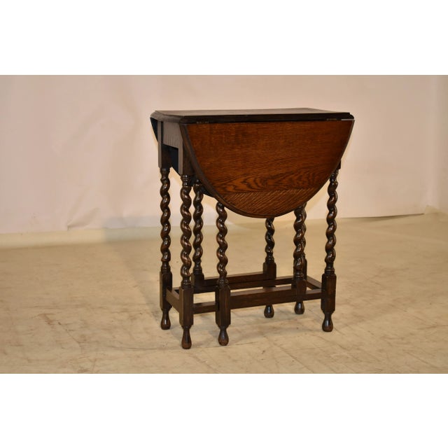 English Oak Gate Leg Side Table, C. 1900 | Chairish