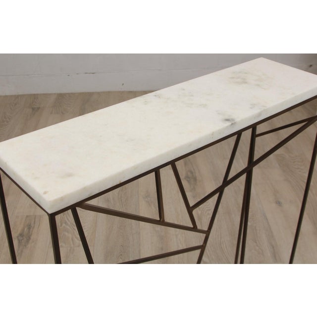 Modern Iron Marble Console | Chairish