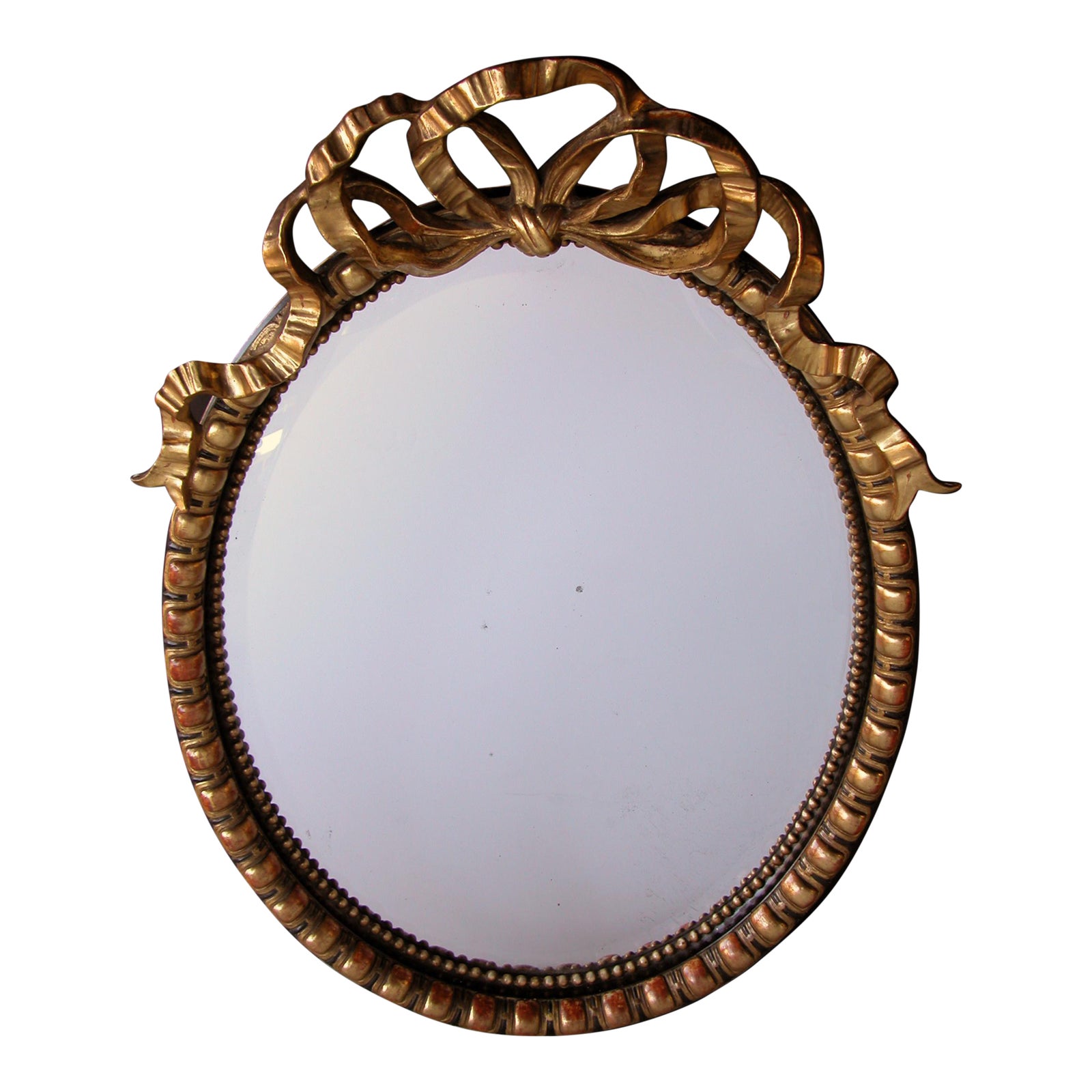 Large-Scaled Napoleon III Ebonized and Giltwood Oval Mirror | Chairish