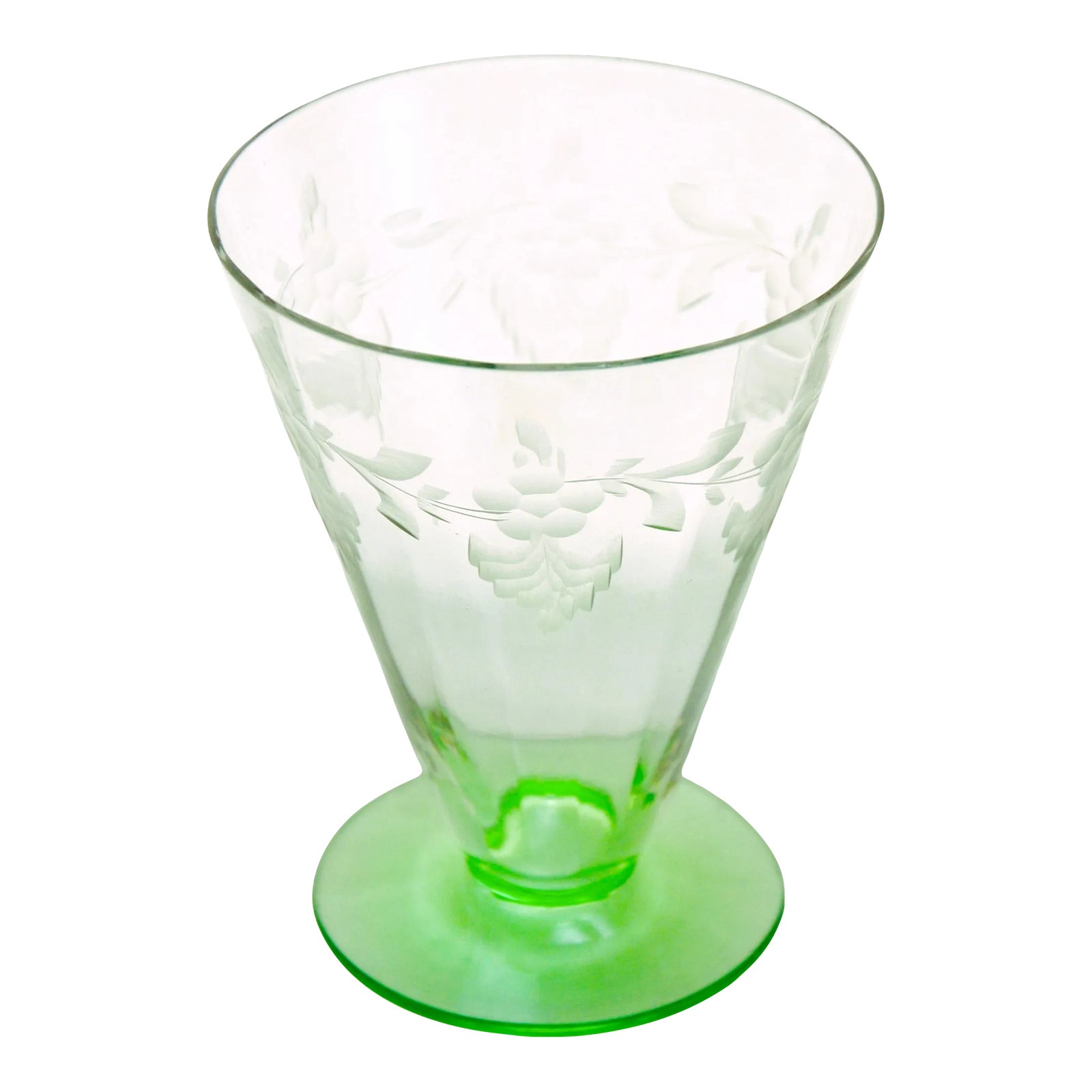 Spring Green Vaseline Glass Vase | Chairish