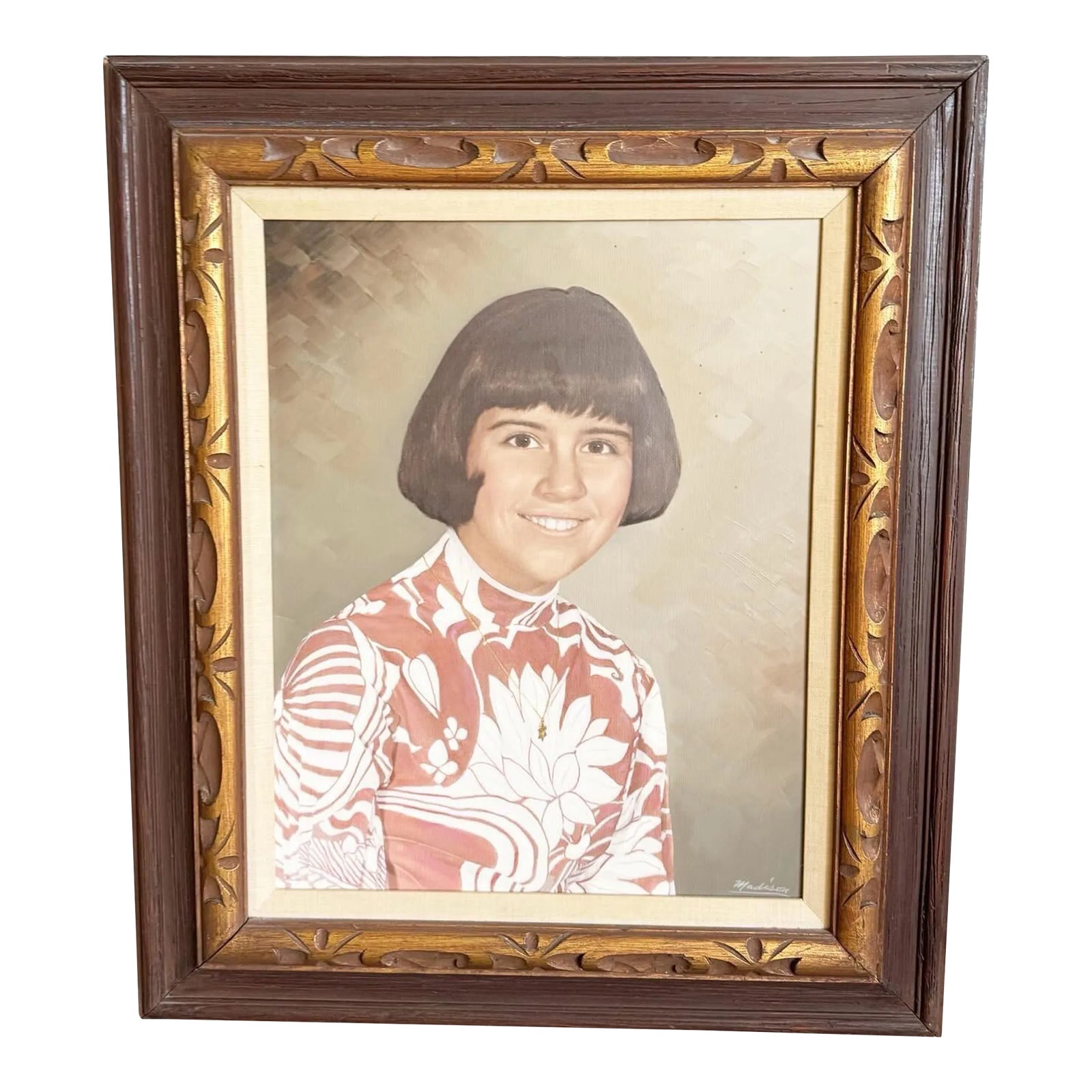 Vintage Mid Century Painted Photograph Portrait of Young Jewish Woman ...