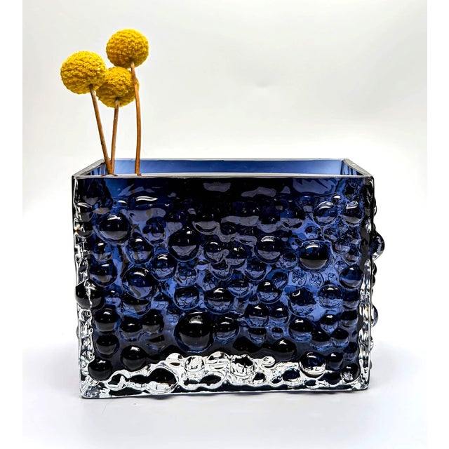 1960s Josef Schott Cubist Blue Glass Art Vase for Smålandshyttan | Chairish