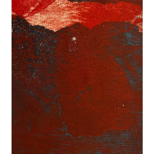 1960s "Moonscape" Red, Pink, Orange Collage Intaglio Etching Ny Artist ...