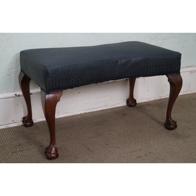 Mahogany Chippendale Style Claw Foot Bowtie Bench | Chairish