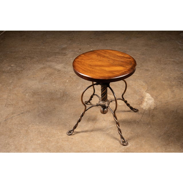 Early 20th Century Japanned Copper and Wood Stool | Chairish