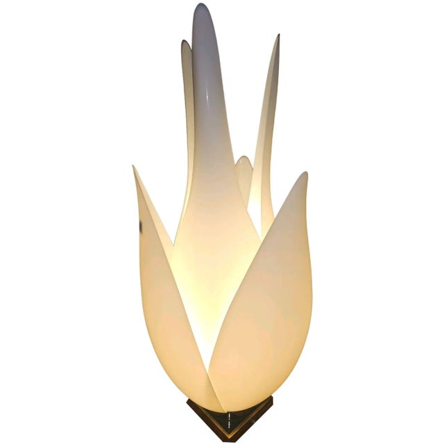 Large 1970s Acrylic and Brass Floriform Tulip Lamp by Rougier | Chairish