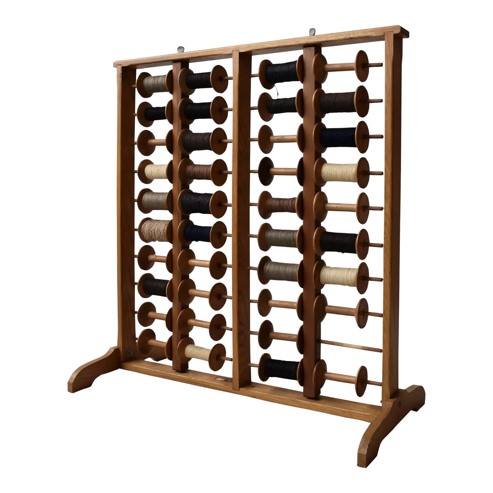 Vintage Oak Frame Cord/Yarn Bobbin Storage Rack, Circa 1940s-50s | Chairish