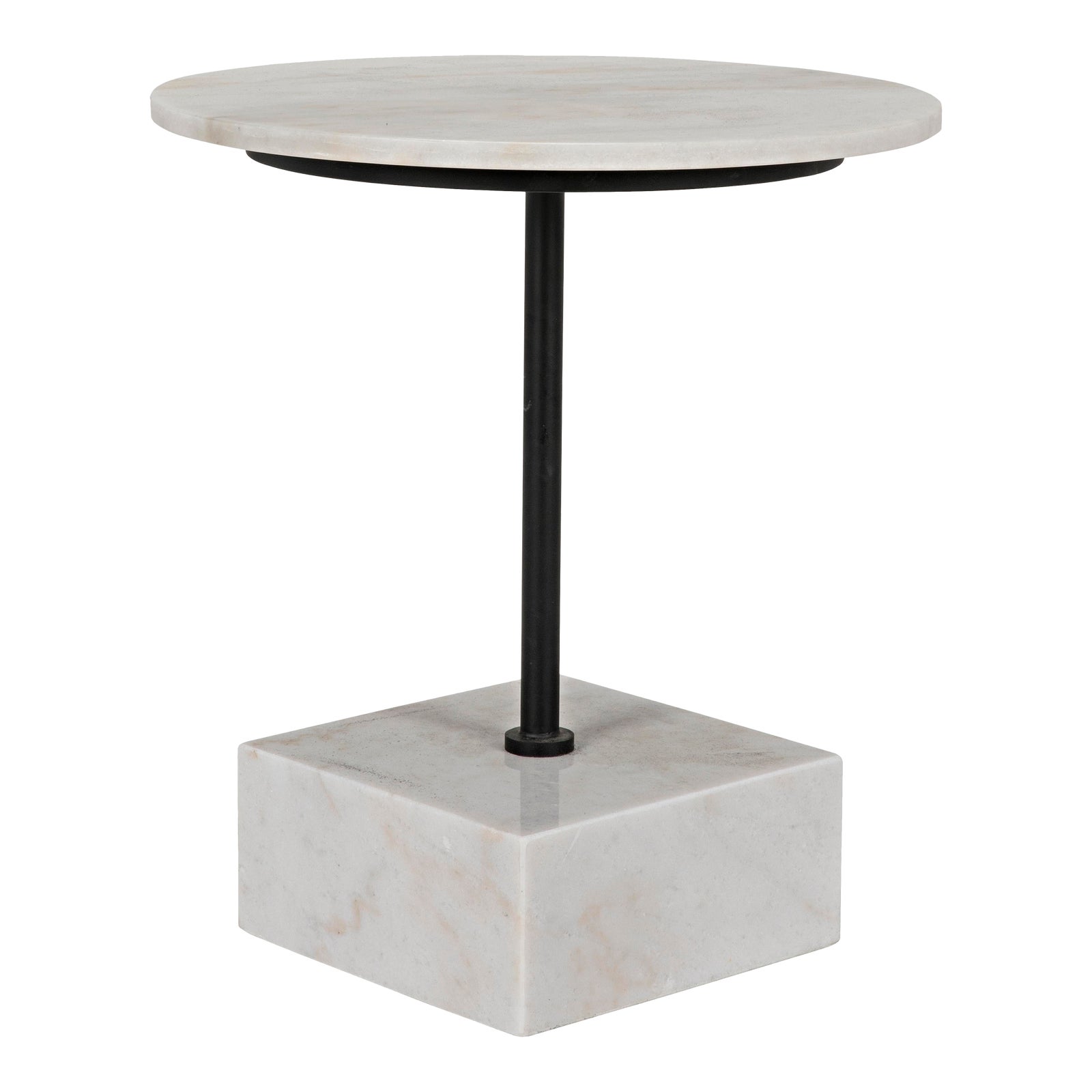 Rodin Marble Side Table in Black Metal Finish with White Stone | Chairish