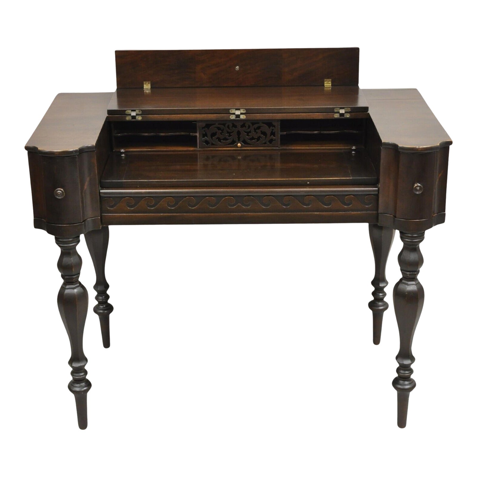 Early 20th Century Antique Victorian Mahogany Spinet Piano Style Flip ...