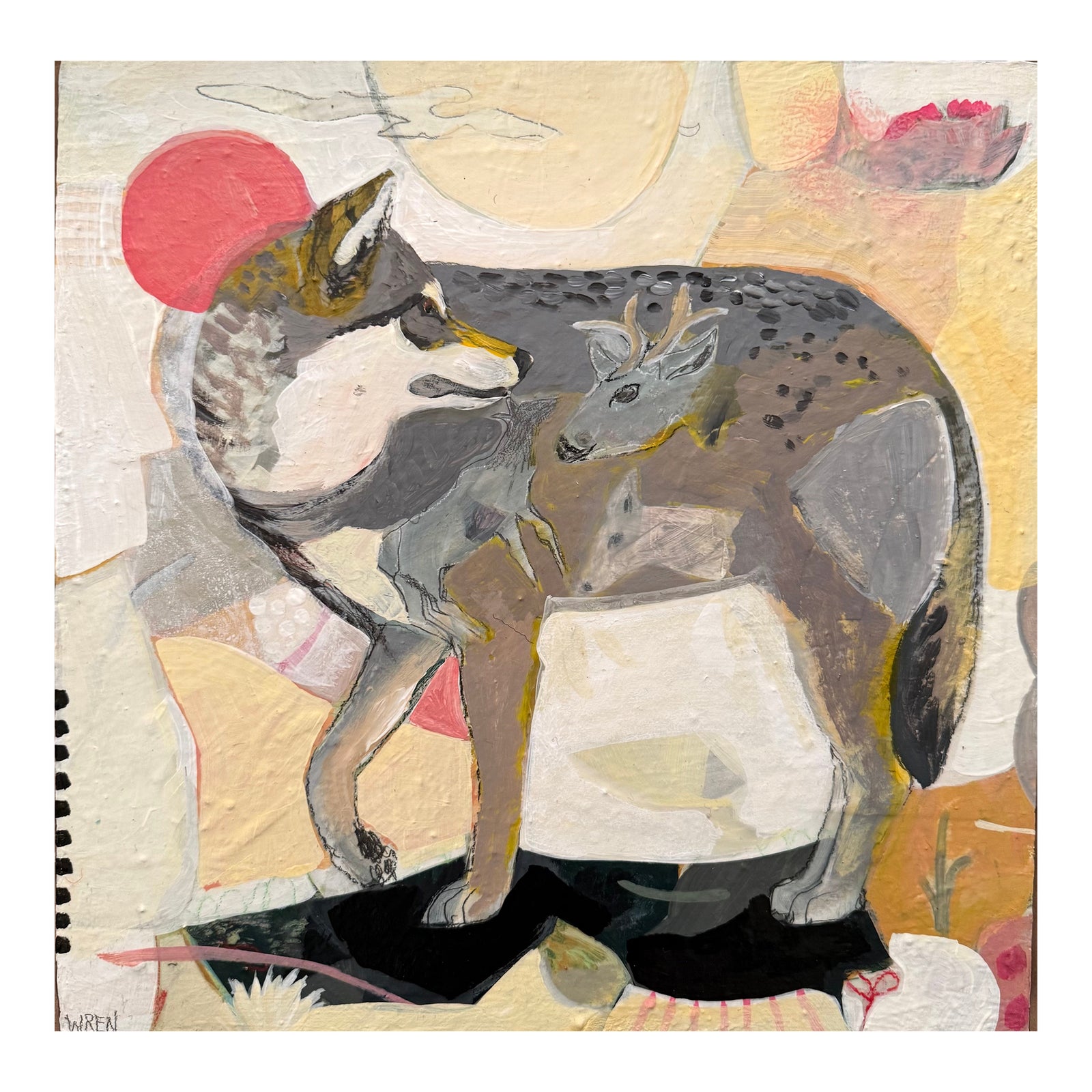 "Belly Full of Ungulates" a Wolf Painting by LWren Walraven | Chairish