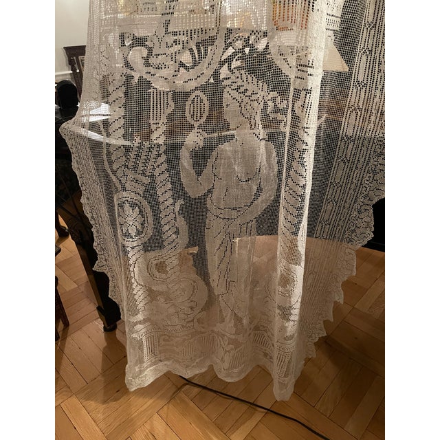1920s Antique French Handmade Lace Curtain Panel | Chairish