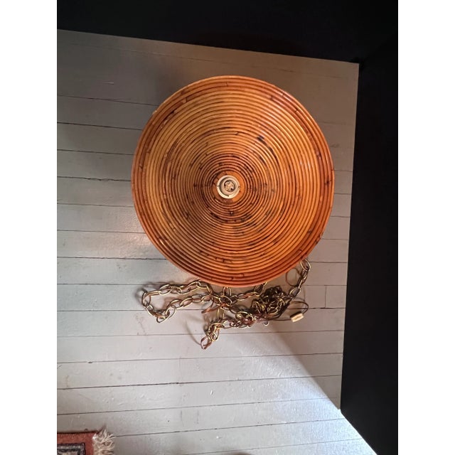 Vintage Pencil Reed Rattan Light Fixture | Chairish