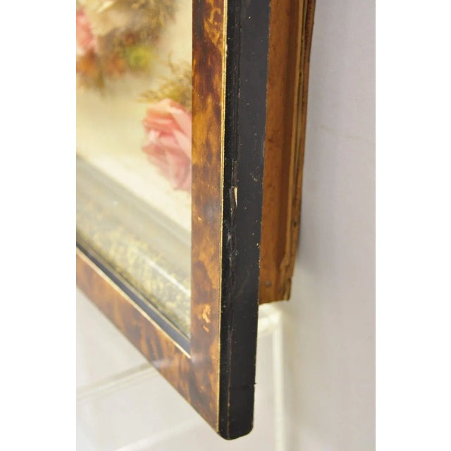 Antique Victorian Paper Mache Flower Mourning Wreath Shadow Box Frame ...