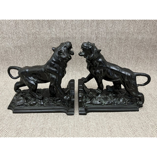 Early 20th Century Ronson Attributed Bronzed Tiger Bookends- a Pair ...