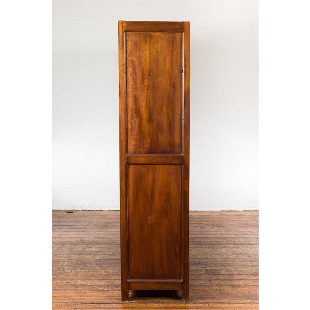 1940s Vintage Javanese Brown Wood Bookcase with Sliding Paneled Glass ...