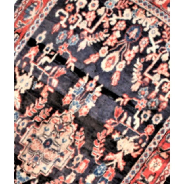 Vintage Blue and Red Persian Hamadan Gallery Rug. 4'3"x 9'6" | Chairish