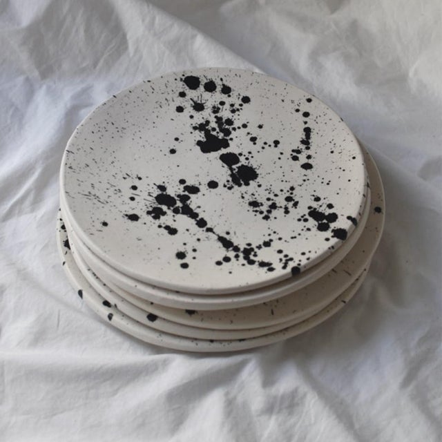 Handmade Matte Black and White Ceramic Dinner Plate by Owo Ceramics ...
