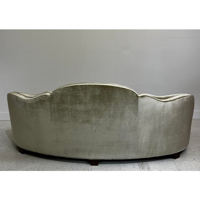 Curved Dunbar 1st Generation Oasis Silk Velvet Sofa 2173-A Attributed ...