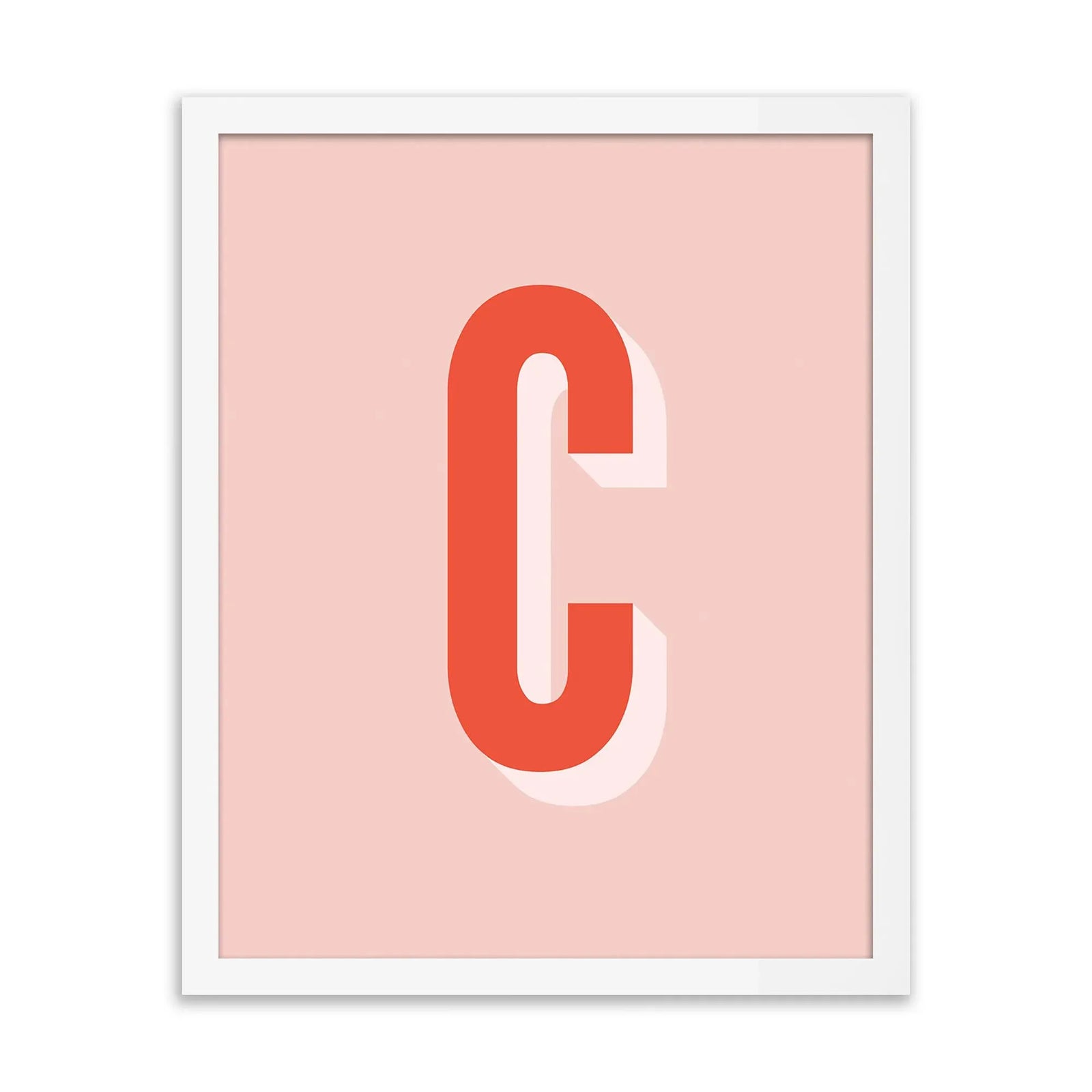 Alphabet Series in Pink, Letter C by Pencil & Paper in White Frame, XS ...