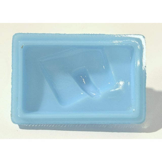 Late 19th Century Blue Milk Glass Dresser Box | Chairish