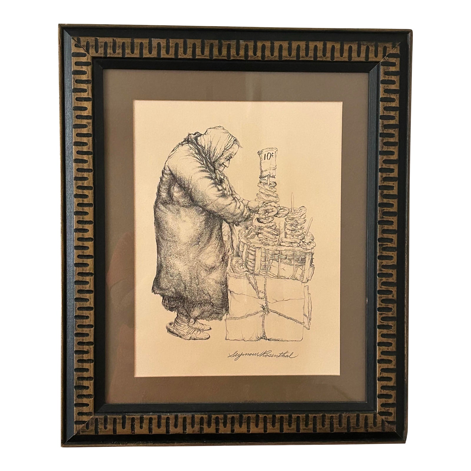 1980s Lithograph: “Pretzel Lady” by Seymour Rosenthal | Chairish