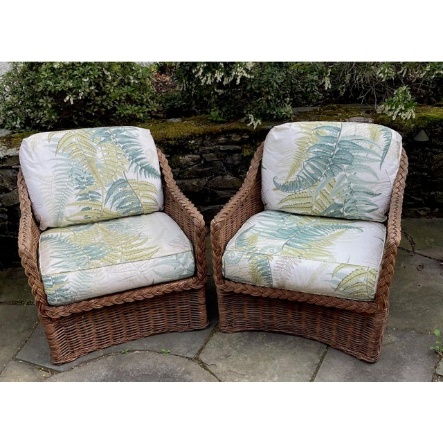 Vintage Pair Coastal Large Braid Rattan Chairs | Chairish