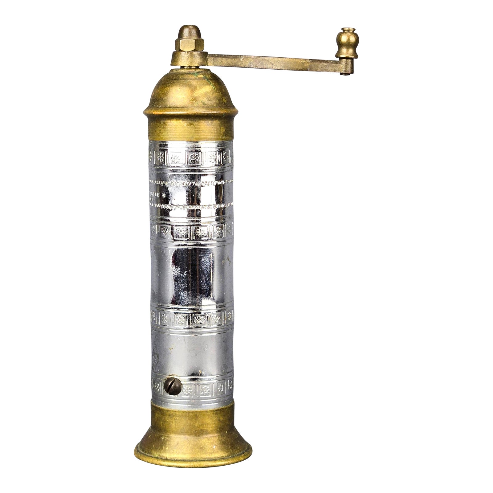 Vintage Brass and Metal Pepper Mill, Made in Greece | Chairish