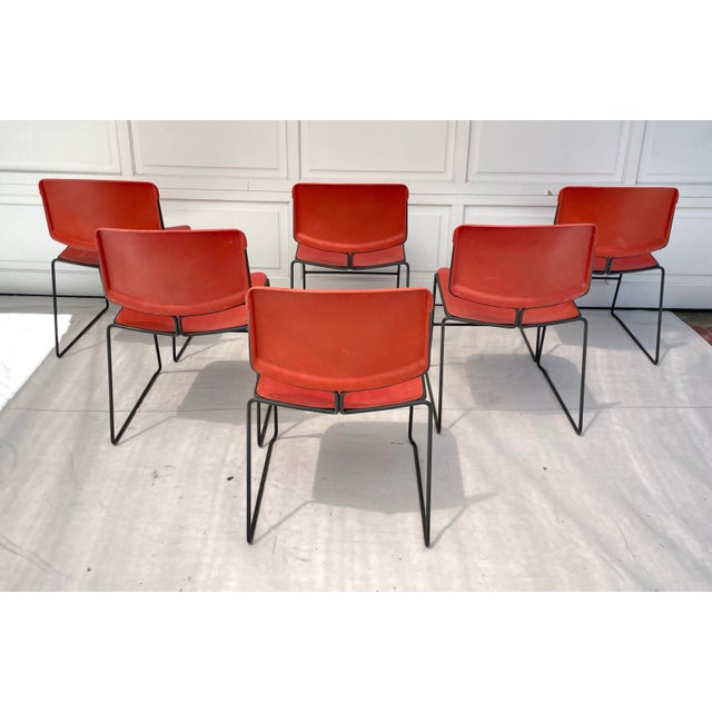 Set of 6 Vintage Steelcase Max-Stacker Red Stackable Modern Chairs ...