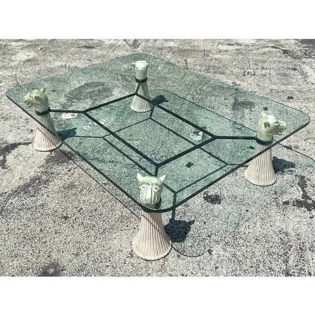 Vintage Boho Carved Tiger Coffee Table | Chairish