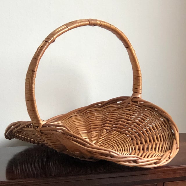 Large Mid-20th Century French Style Flower Gathering Basket | Chairish