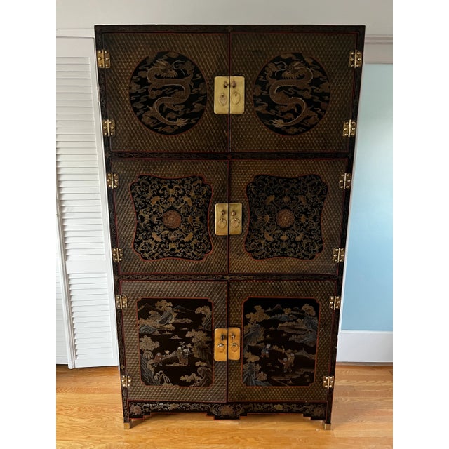 1910s Chinese Storage Cabinet With Intricate Detailing | Chairish