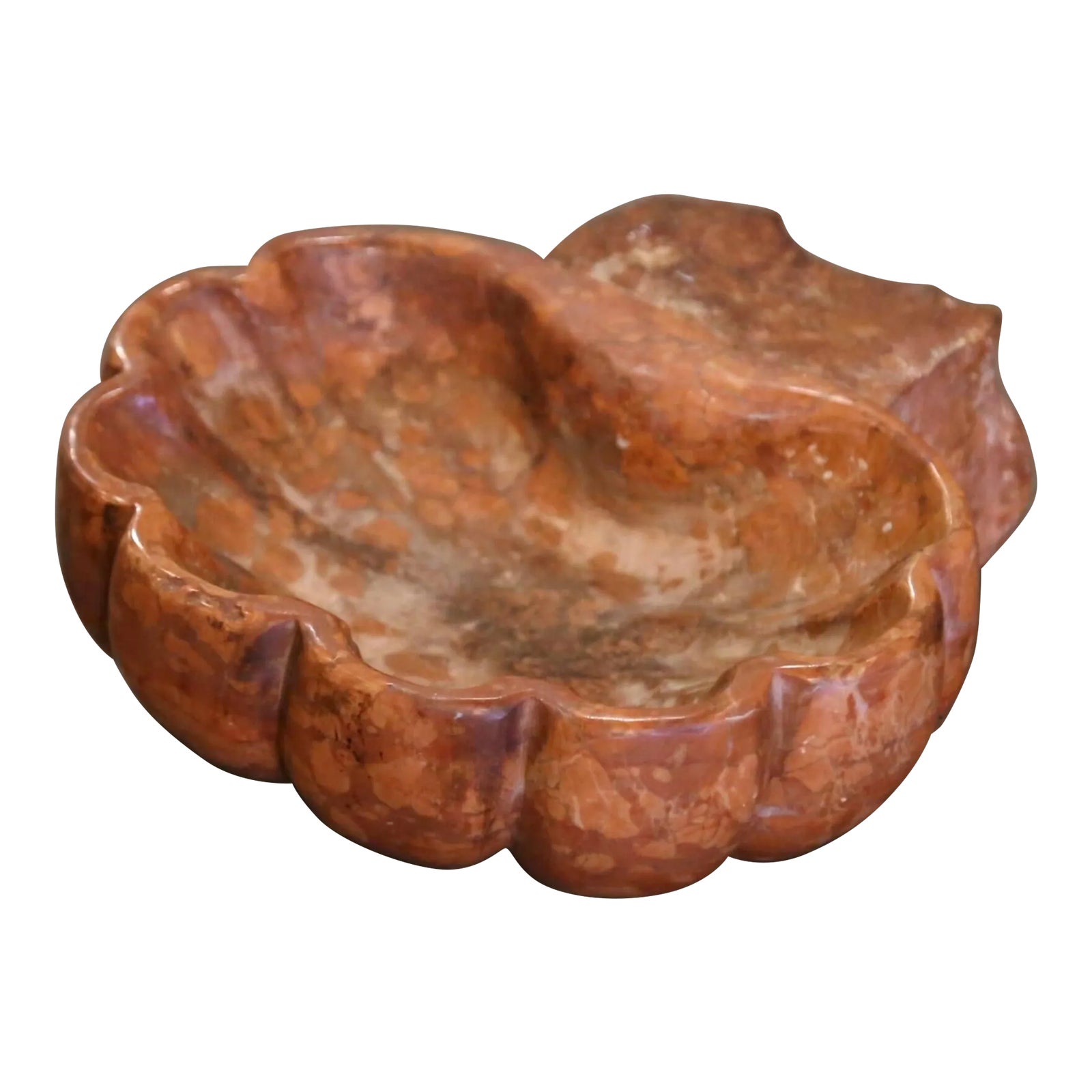 Early 19th Century Italian Carved Red Marble Shell Stoup | Chairish