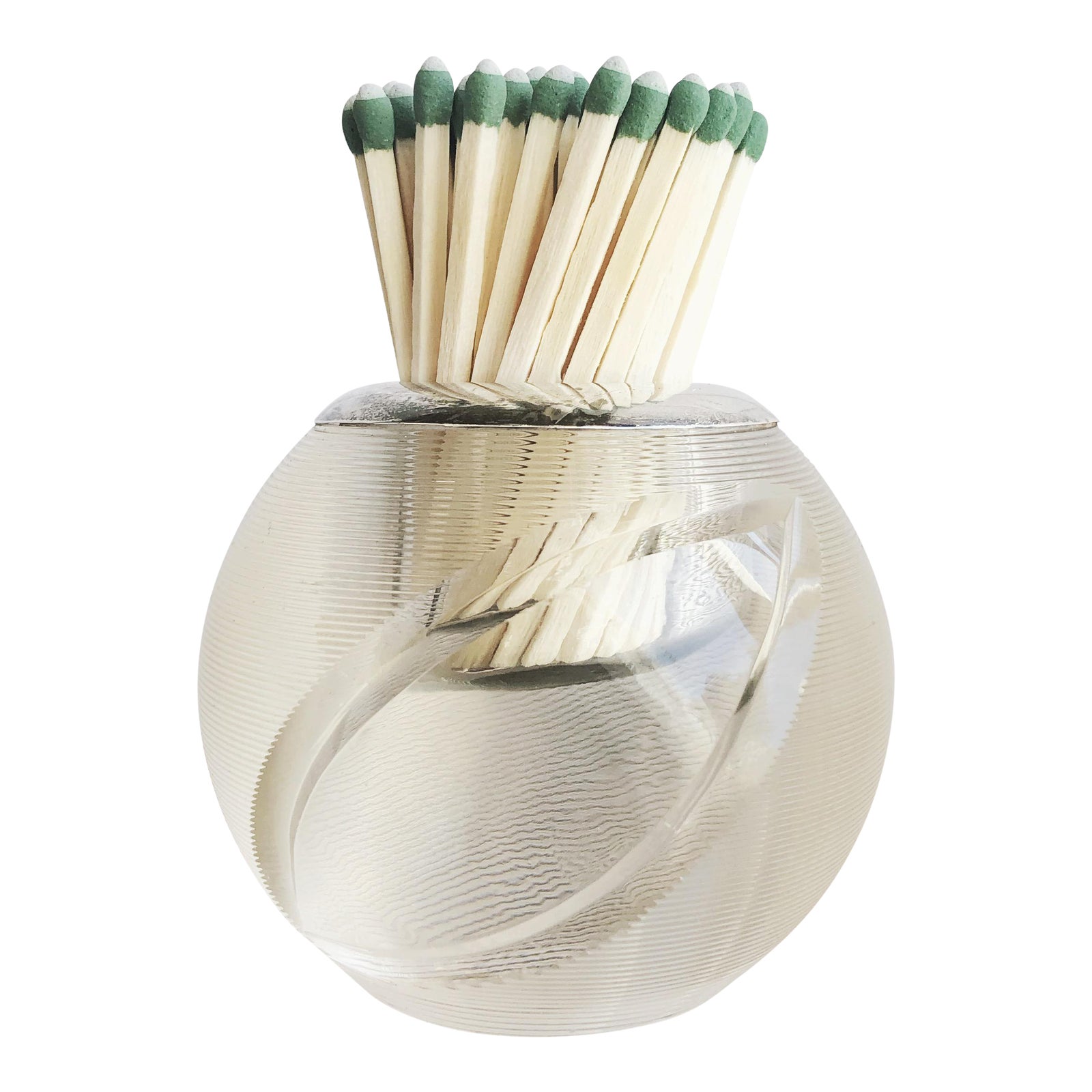 1921 English Sterling Silver and Glass Match Striker | Chairish