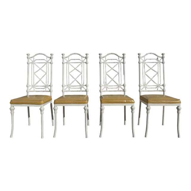 High Back Metal Chinese Chippendale Dining Chairs - Set of 4 | Chairish