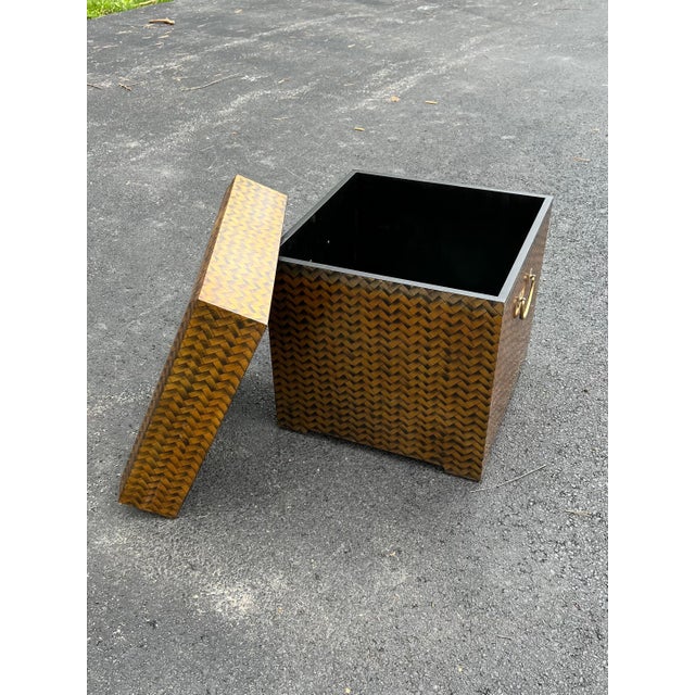 Late 20th Century Vintage Lacquered Decorative Cube Storage Trunk With ...