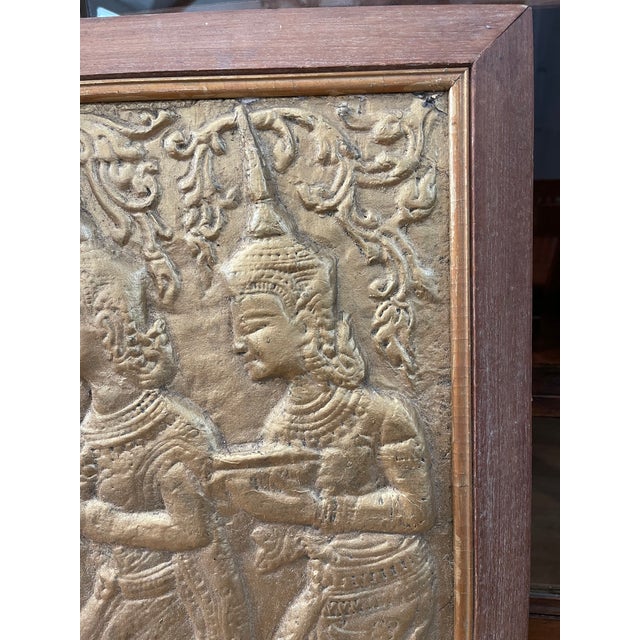 Vintage Framed Angkor Wat Thai Cambodian Temple Paper Mache Art | Chairish