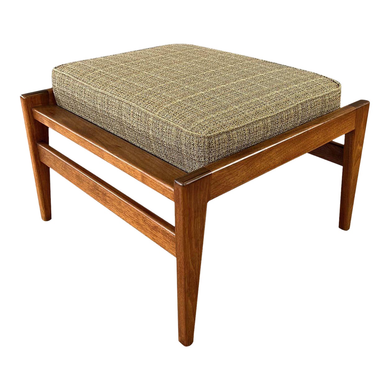 Jens Risom Walnut Ottoman | Chairish