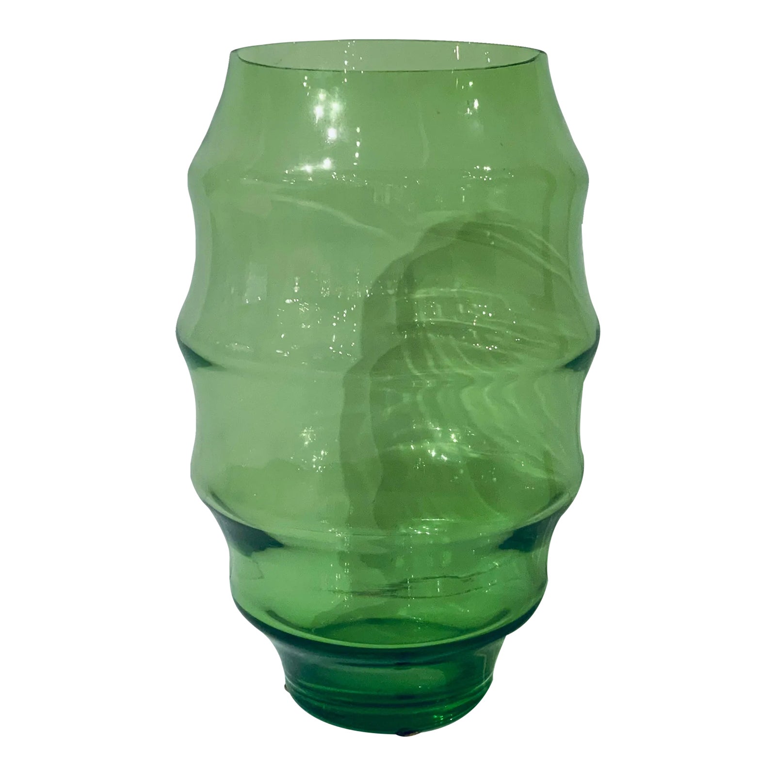 Large Modern Green Glass Layered Vase | Chairish