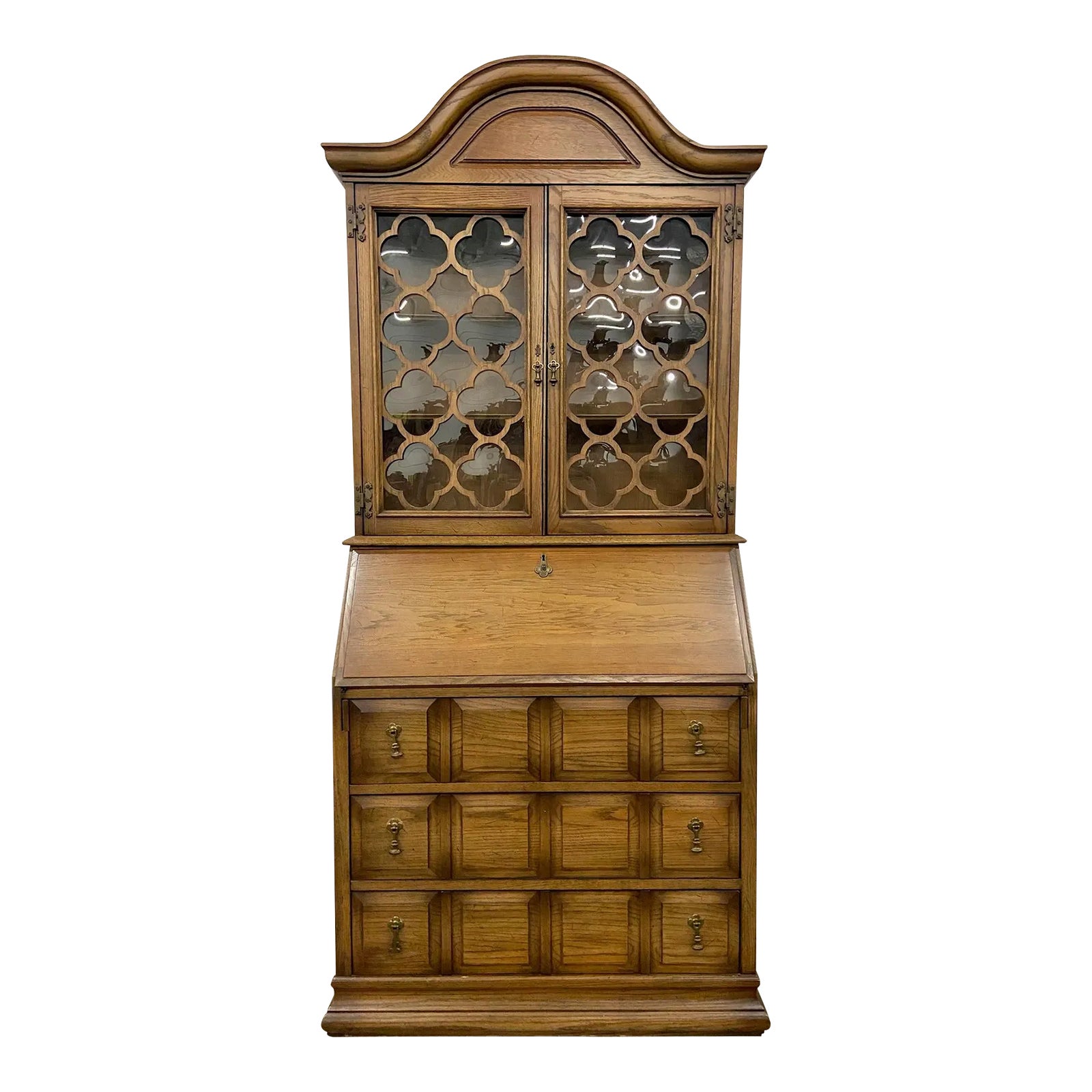 Vintage Jasper Style Drop Front Secretary Desk and Cabinet | Chairish