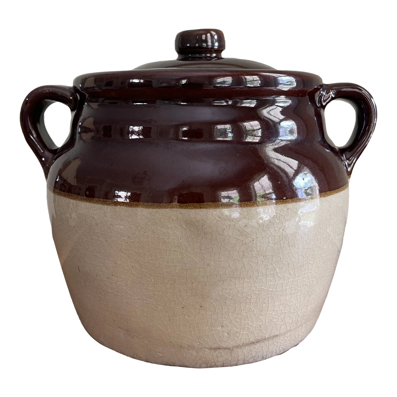 Early 20th Century Antique Monmouth Pottery Stoneware Crock | Chairish