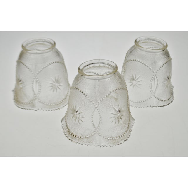 Vintage Textured Glass Chandelier Light Shades - Set of 3 | Chairish