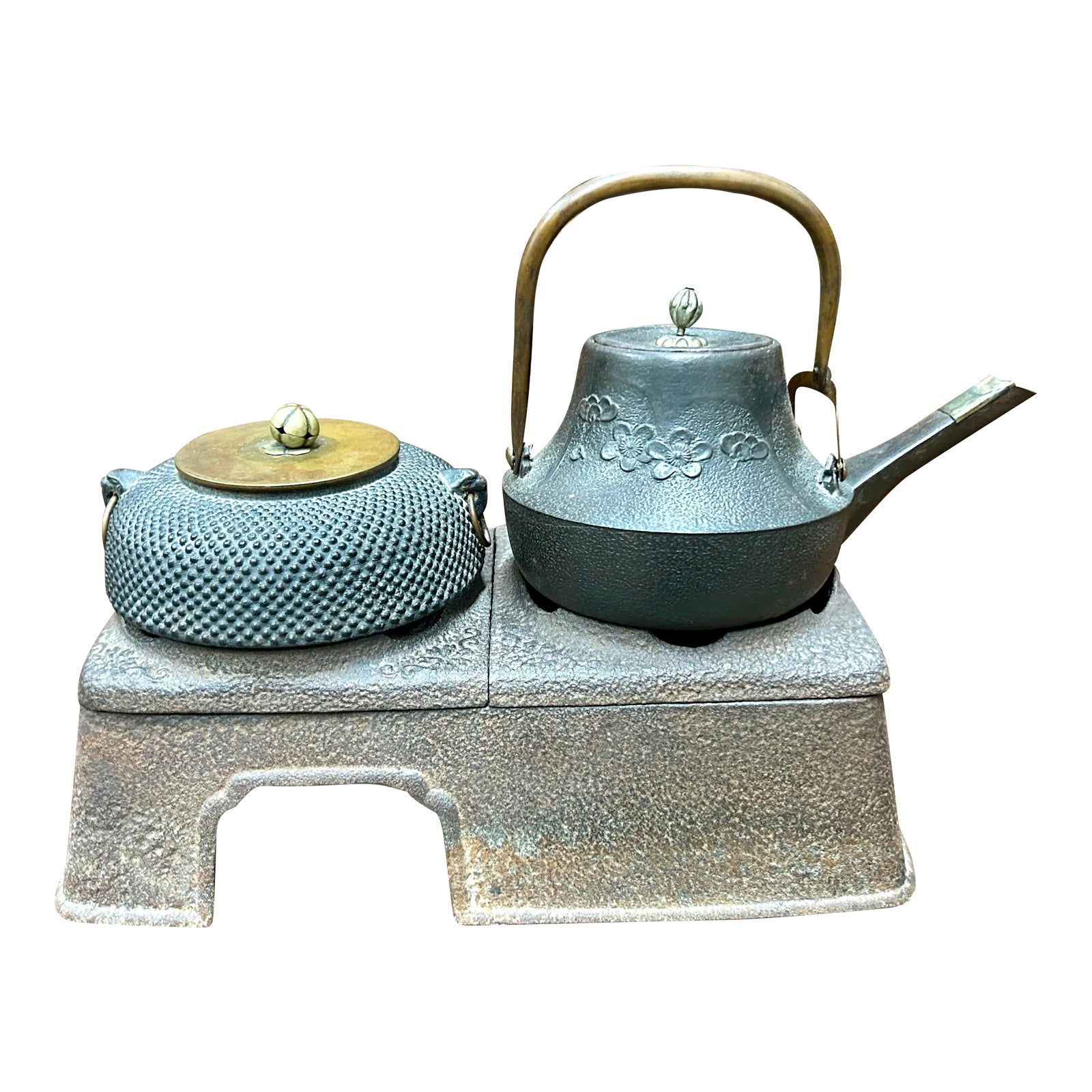 Late 19th Century Antique Japanese Cast Iron Tea Pots on Cast Iron ...