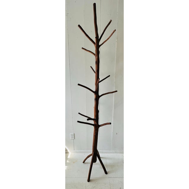 Coat & Hat Stand in Natural Tree Form on 3 Legs | Chairish