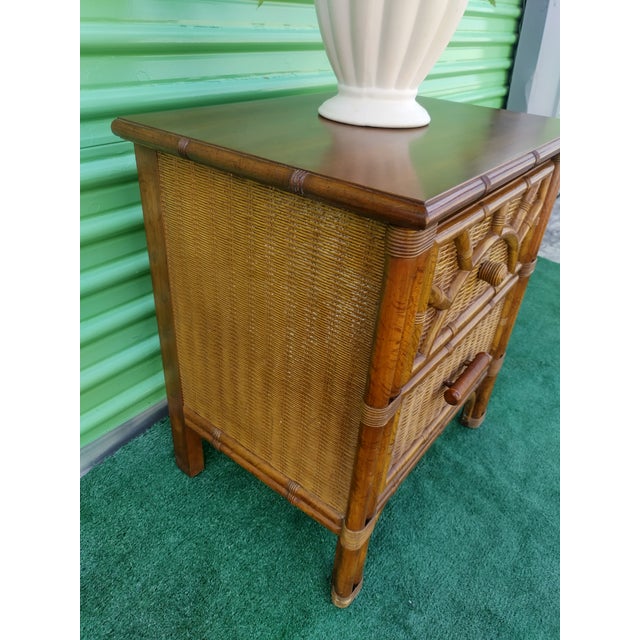 Vintage Henry Link Faux Bamboo Single 2 Drawer Nightstand | Chairish